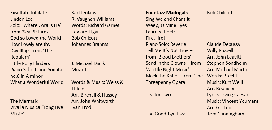 Example Programmes – The Laurence Singers